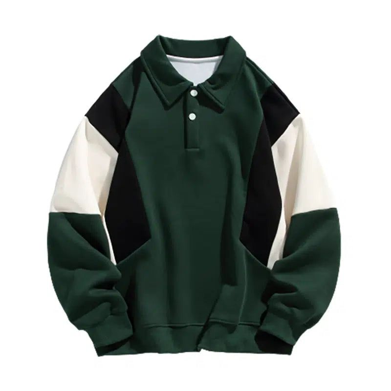 Oversized Color Block Long Sleeve Polo – Streetwear Chef